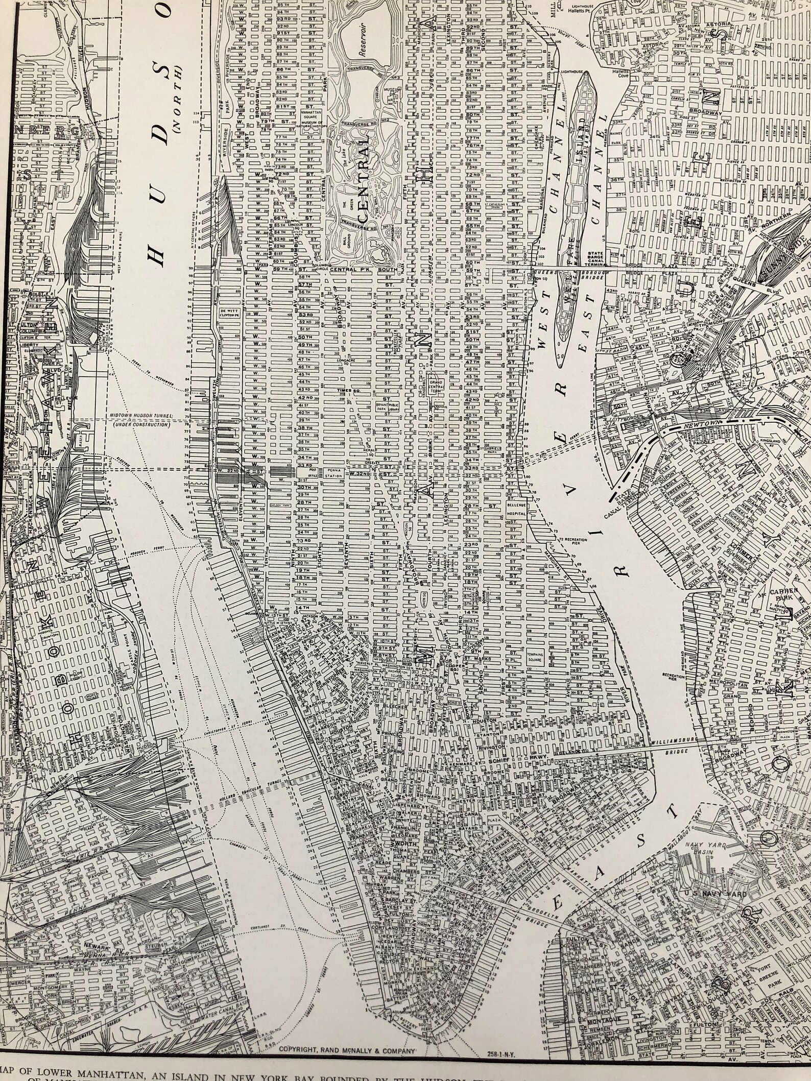 Manhattan Antique City Map. C1937. 89 Year Old Historical Print ...