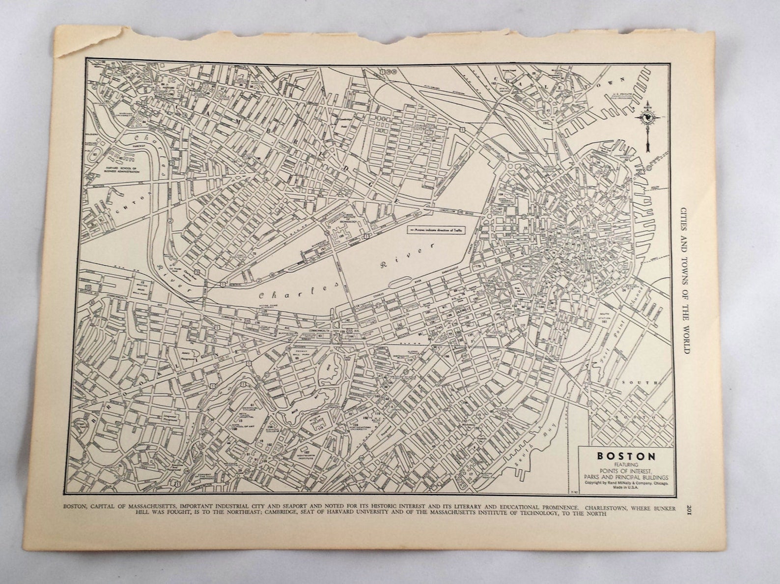 Antique Map of Boston. Boston City Map. 1937 Historical Print | Etsy