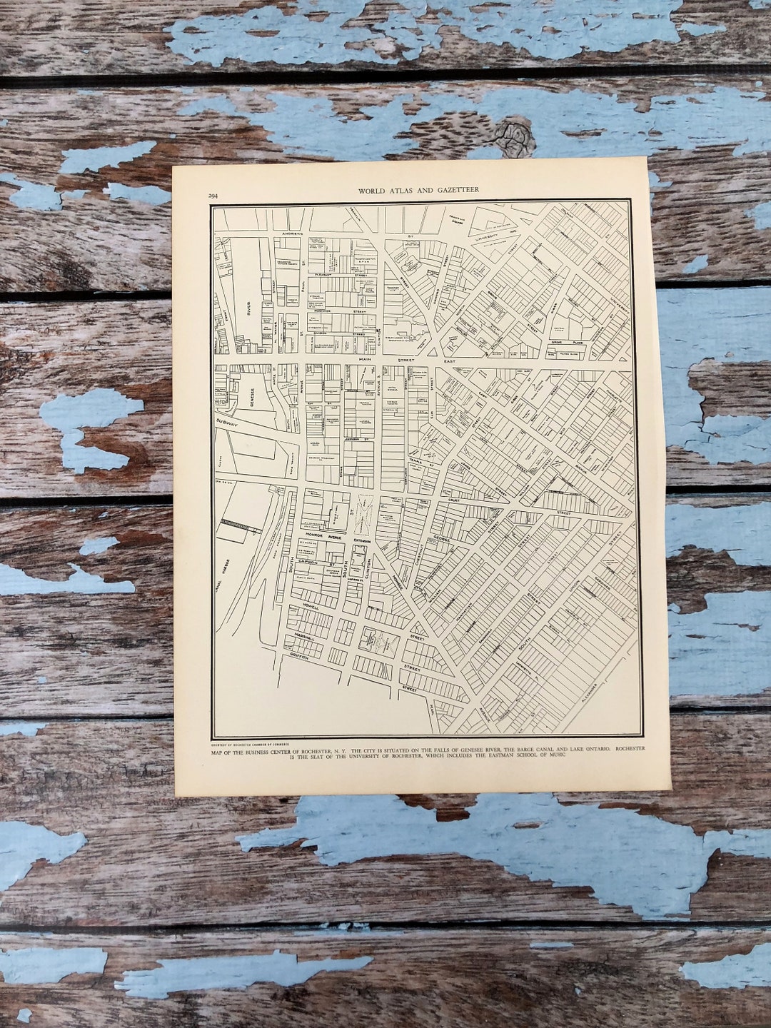 Map of Rochester. Antique City Map. 1937. Historical Print, Lithograph ...