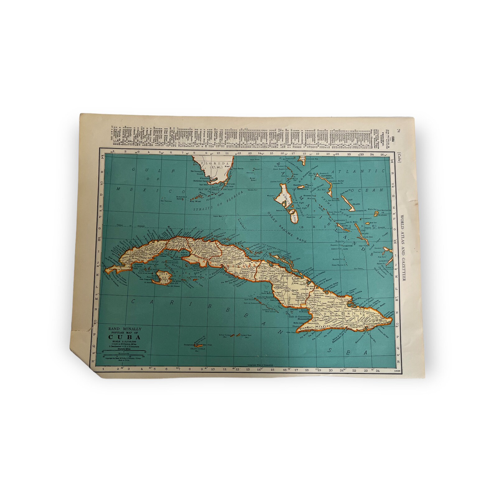 1937 Cuba Antique Map. Historical Print, Lithograph for Framing ...