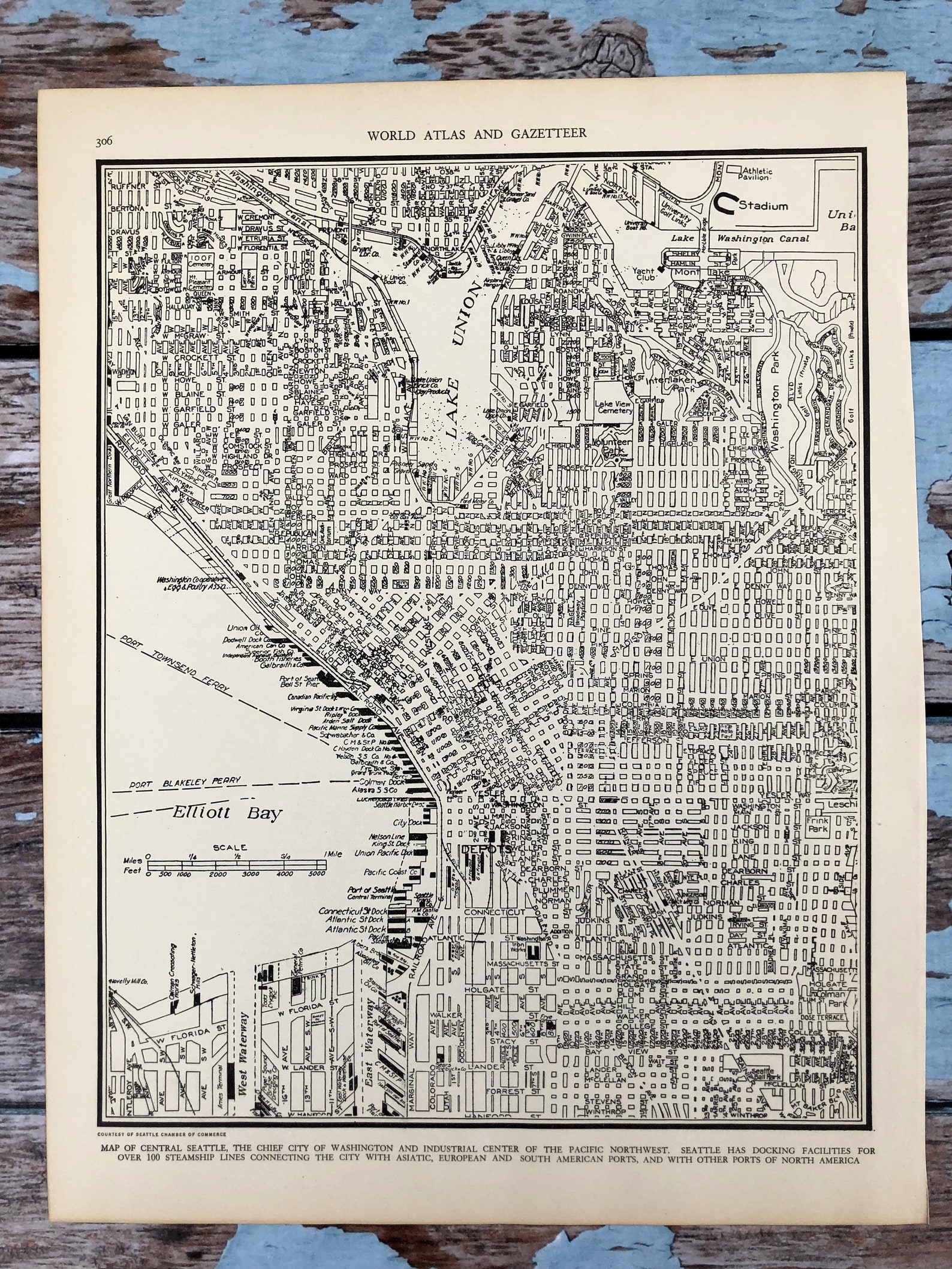 Antique Map of Seattle. Seattle City Map. 1937 Historical Print ...