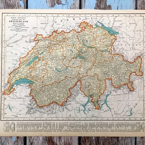 1937 Switzerland Antique Map. Old Map of Switzerland. Historical Print ...