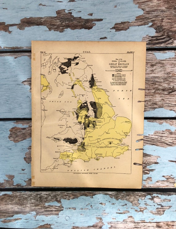 1893 Coal Fields of Great Britain Map Print. Original Antique - Etsy