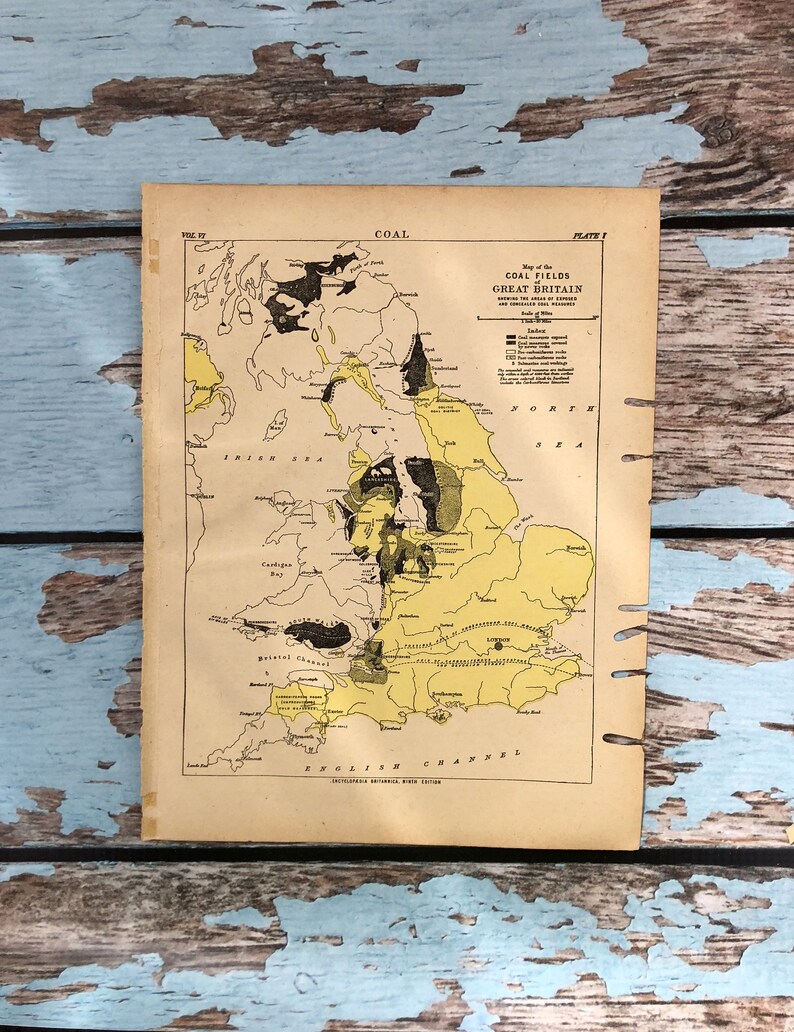 1893 Coal Fields of Great Britain Map Print. Original Antique - Etsy