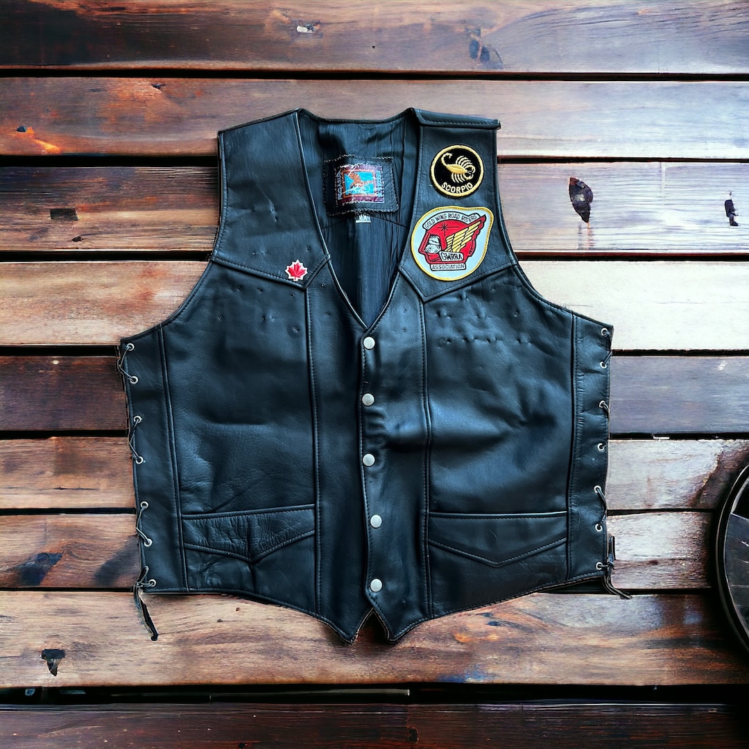 Vintage 90s Pegasus Leather Biker Vest. Motorcycle Vest With GWRRA ...