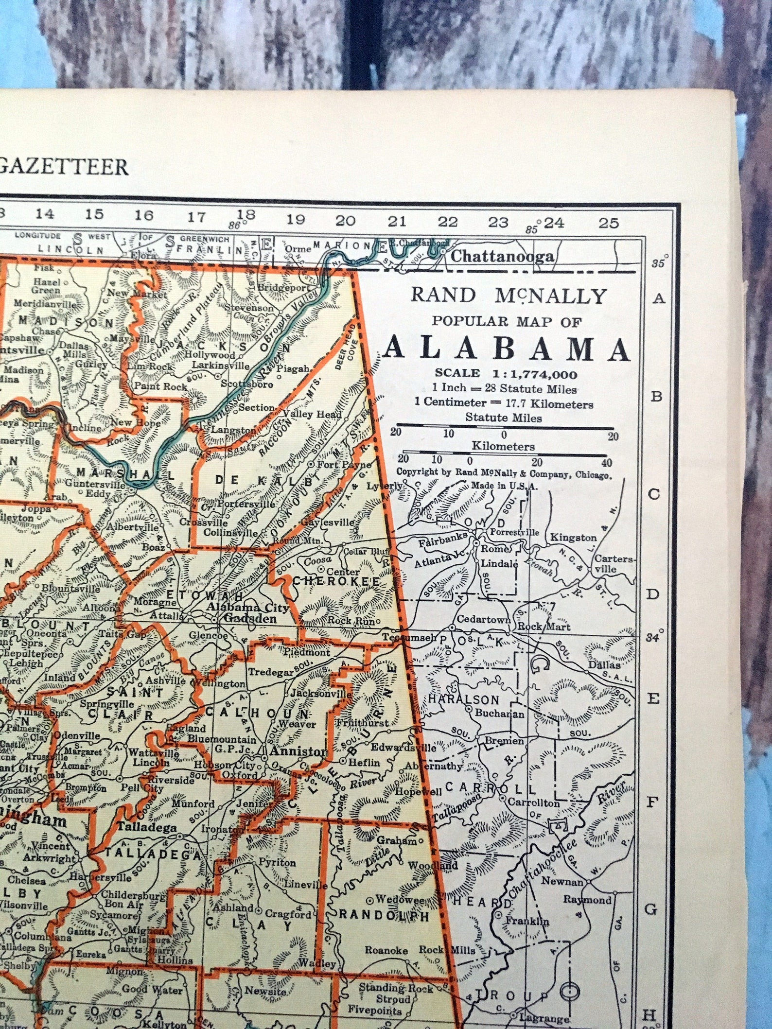 1937 Alabama Antique Map. Old State Map of Alabama. Historical Print ...