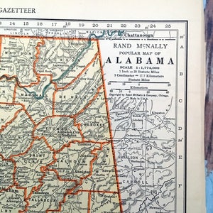 1937 Alabama Antique Map. Old State Map of Alabama. Historical Print ...