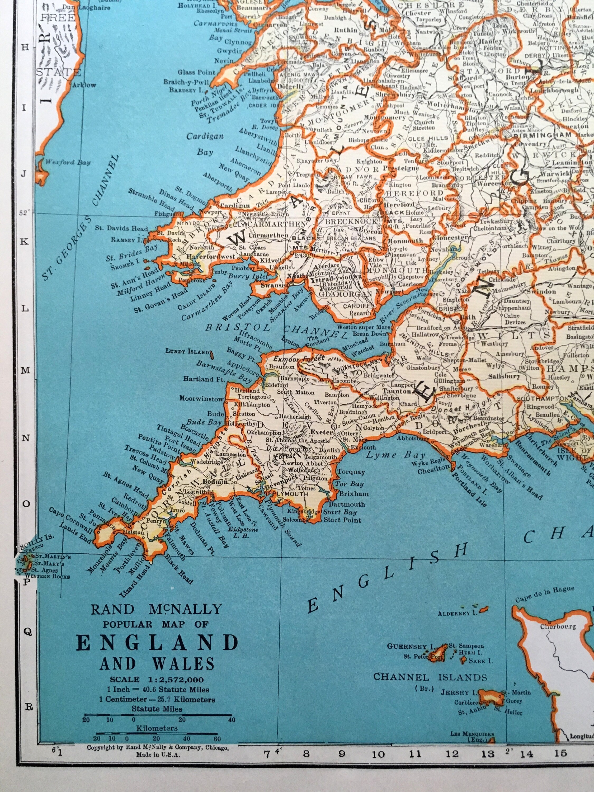 1937 England Antique Map. Old Map of England. Historical Print - Etsy UK