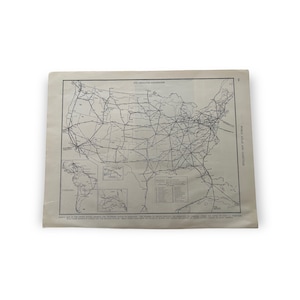 1937 Air Plane Map. American Operated Airline Routes. Historical Print ...