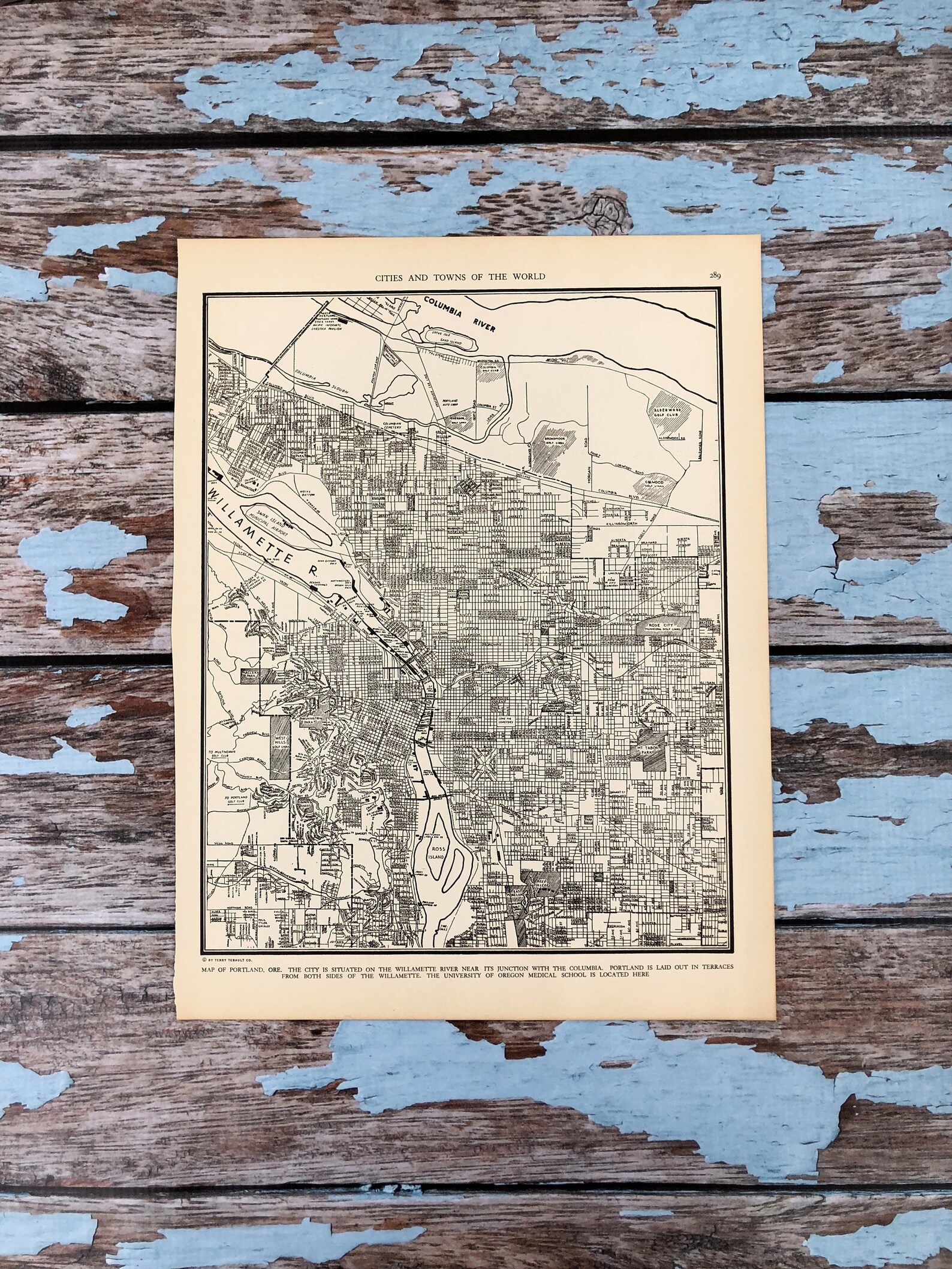 Antique Map of Portland. City Map. 1937 Historical Print - Etsy