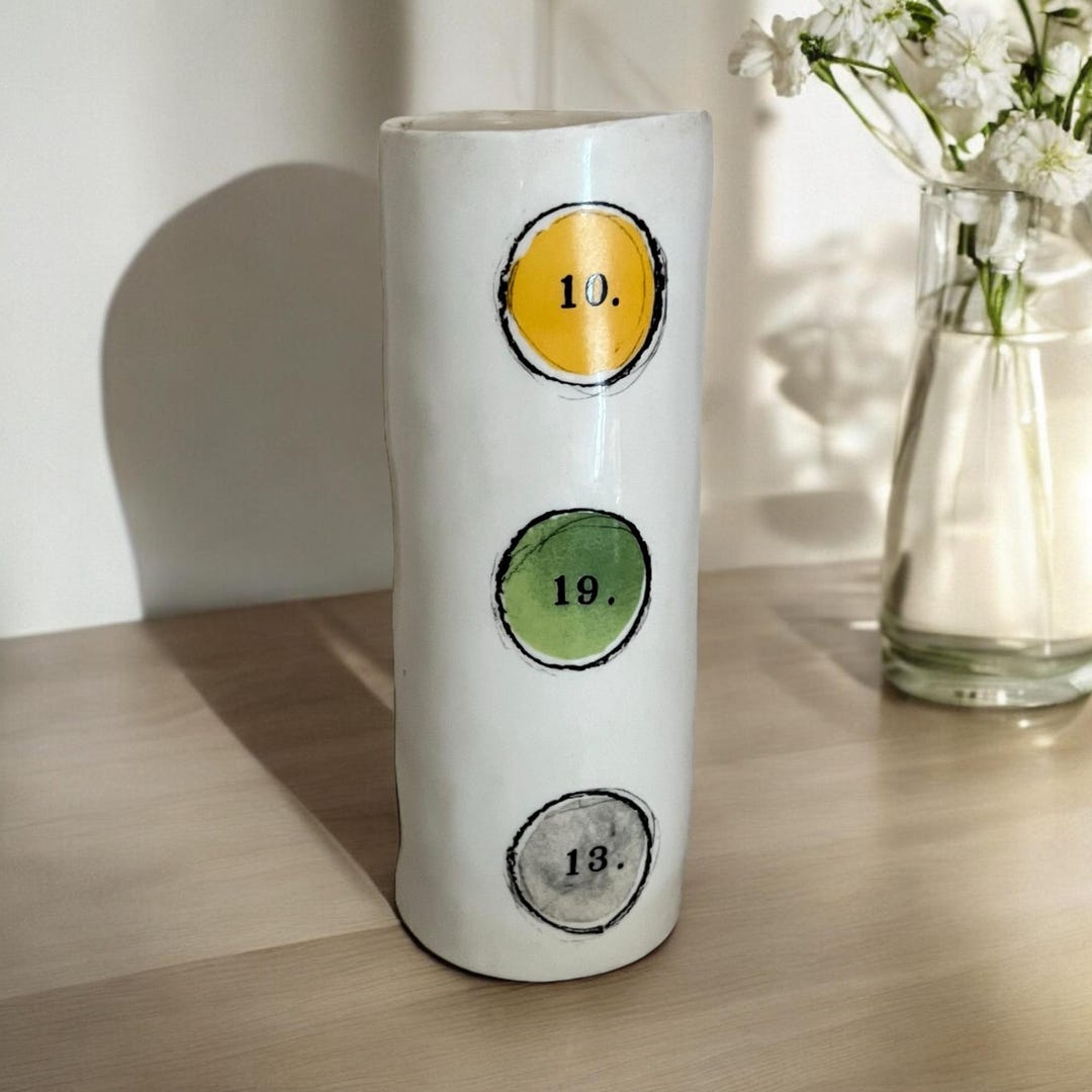 Rare Rae Dunn by Magenta Numbers in Circles Porcelain White Vase. Hard ...