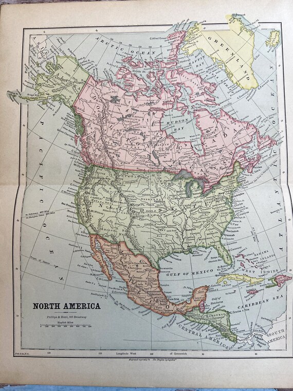 Prints Lithographs Beautiful Old Map to Frame Original Colorful Map ...