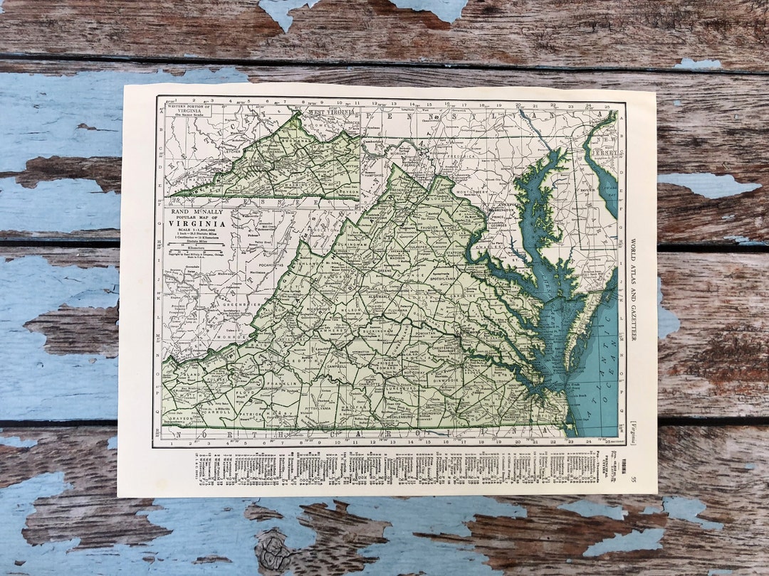 1940 Virginia Map. Old Map of Virginia. Antique Historical Print ...