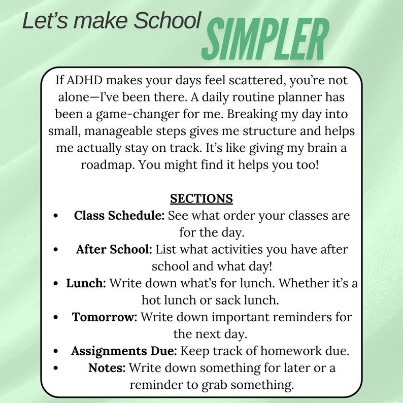 School Schedule Printable for ADHD Students: Stay Organized and Focused ...