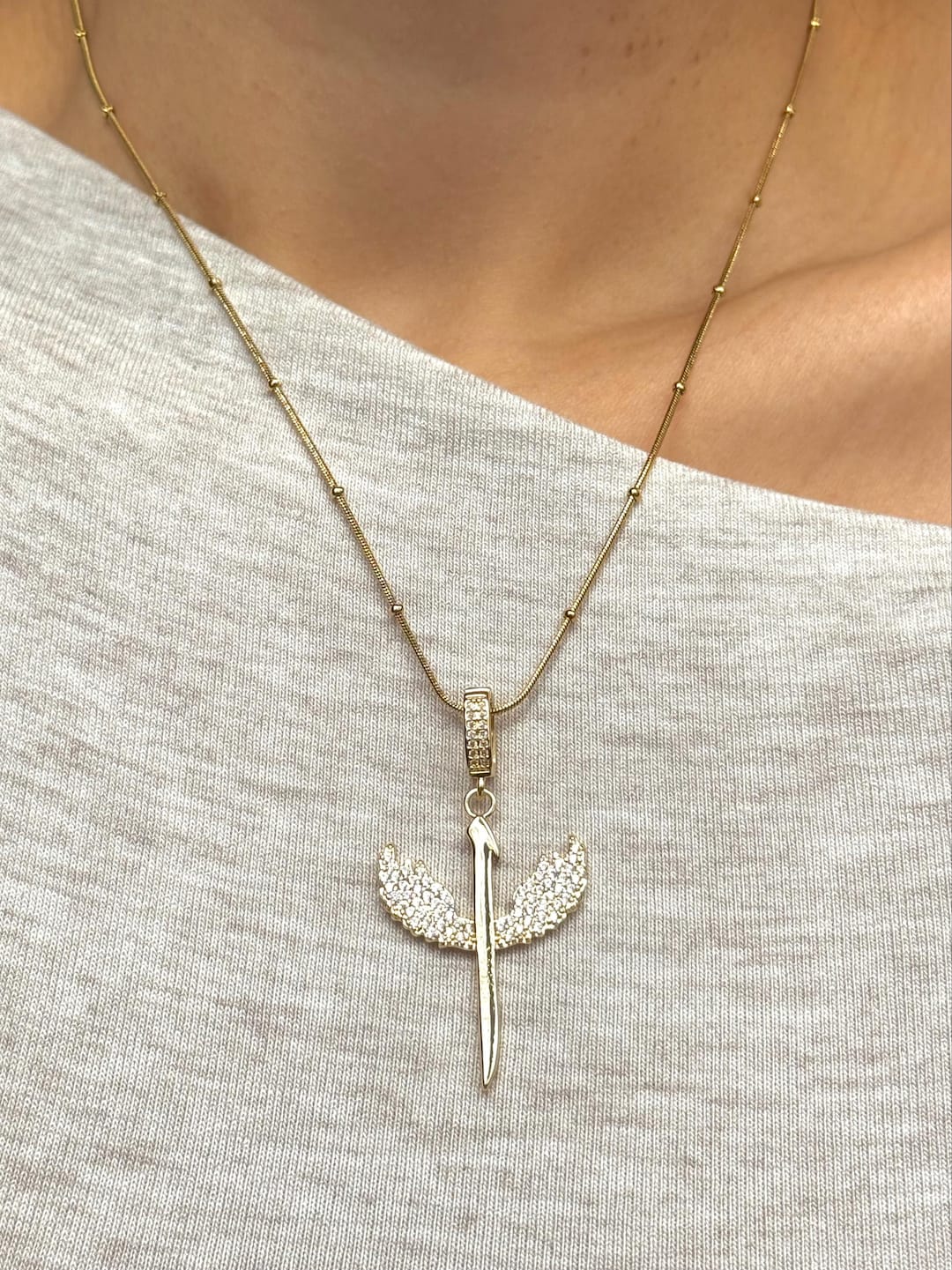 Elif Phoenix Model Dorica Chain Detailed Gold Plated Steel Necklace ...