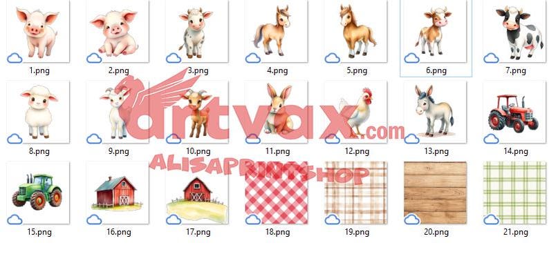 Farm Animals PNG Bundle | Cute 3D Cow, Pig, Goat, Bunny, Tractor ...