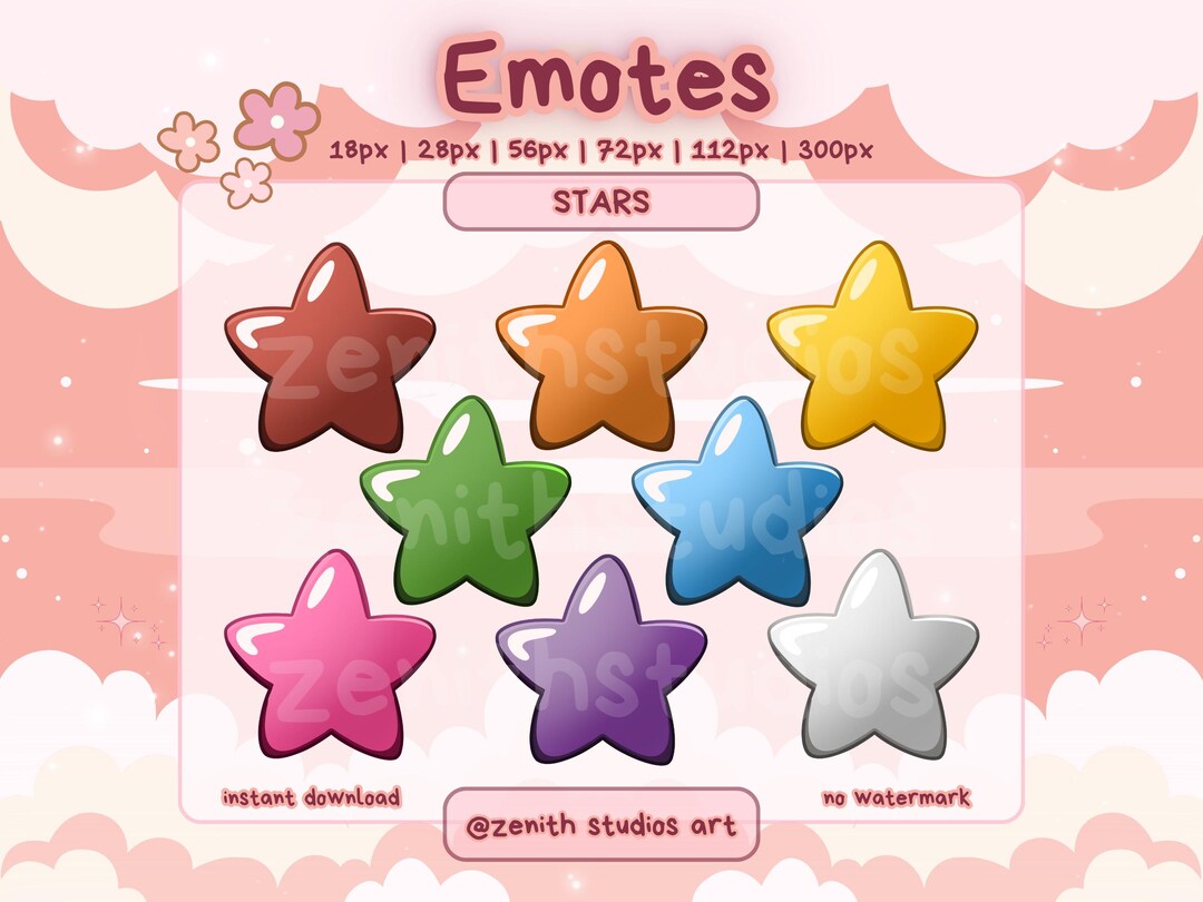 Star Emotes & Badges | Channel Points Icons | Kawaii Gaming Graphics ...