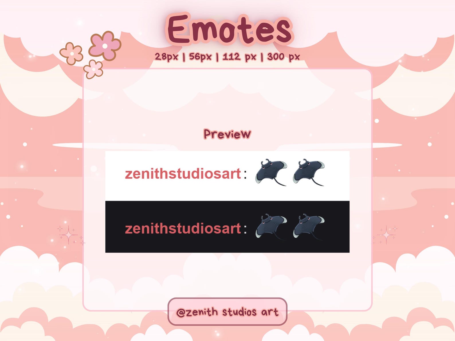 Manta Ray Emotes & Badges | Channel Points Icons | Kawaii Gaming ...