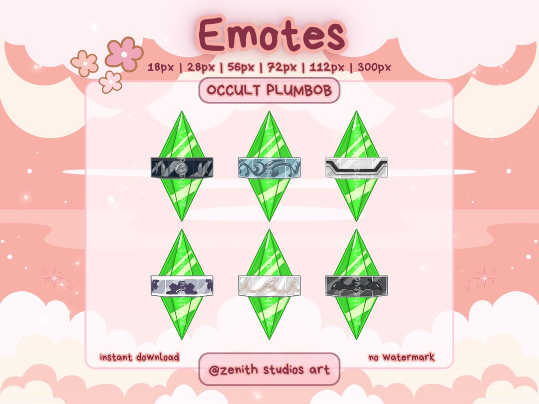Sims Occult Plumbob Emotes & Badges | Channel Points Icons | Kawaii ...