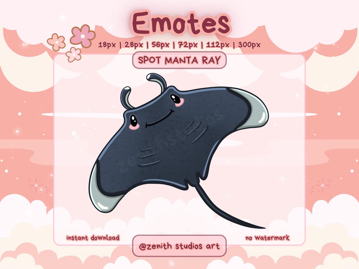 Manta Ray Emotes & Badges | Channel Points Icons | Kawaii Gaming ...