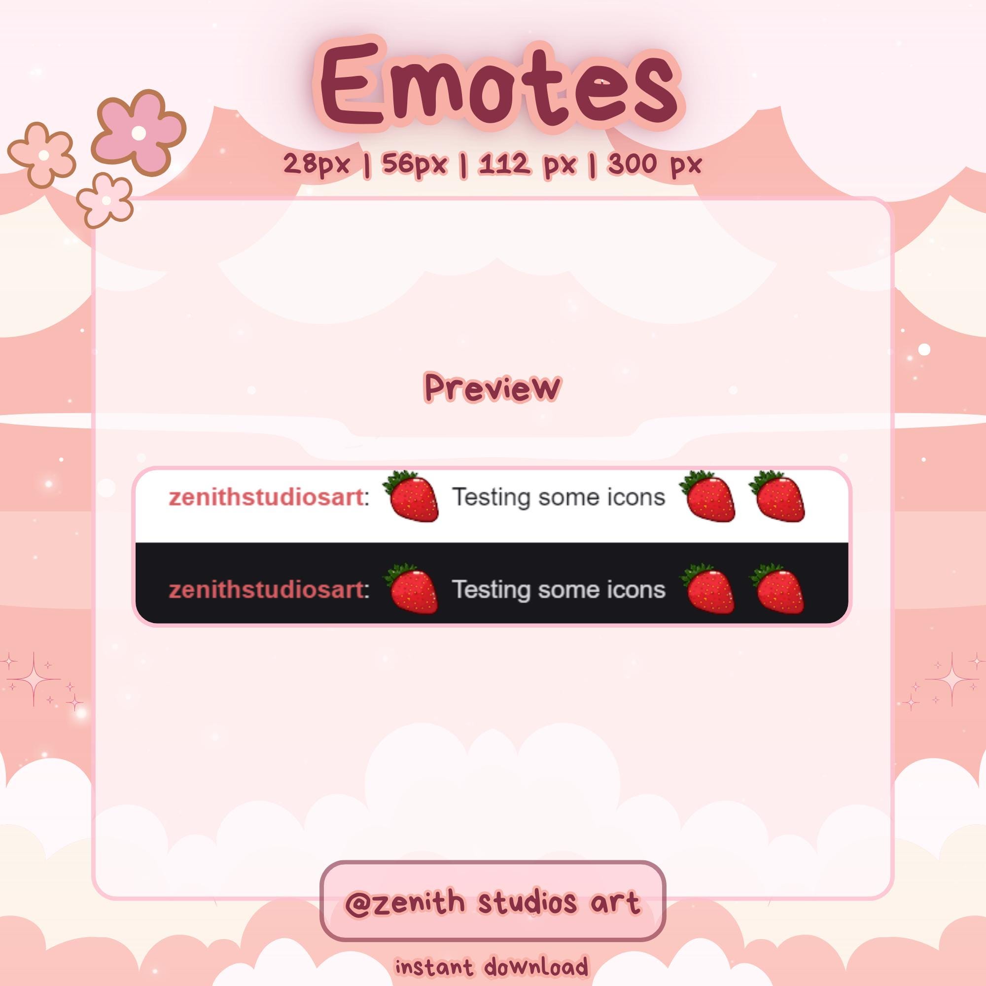 Strawberry Emote & Badges Channel Points Icons for Twitch, Youtube ...