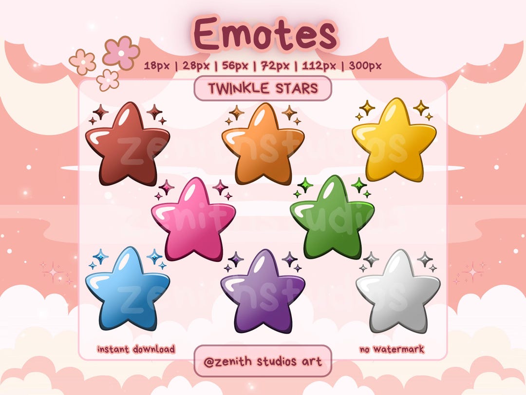 Twinkle Star Emotes & Badges | Channel Points Icons | Kawaii Gaming ...