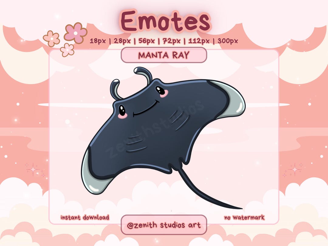 Manta Ray Emotes & Badges Channel Points Icons Kawaii Gaming Graphics ...