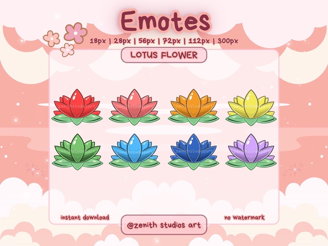 Lotus Flower Emotes & Badges | Channel Points Icons | Kawaii Gaming ...