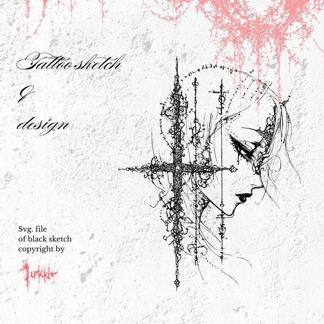 Exclusive Cyber Sigilism Vector Design, Tattoo Stencil – SVG & PNG File ...