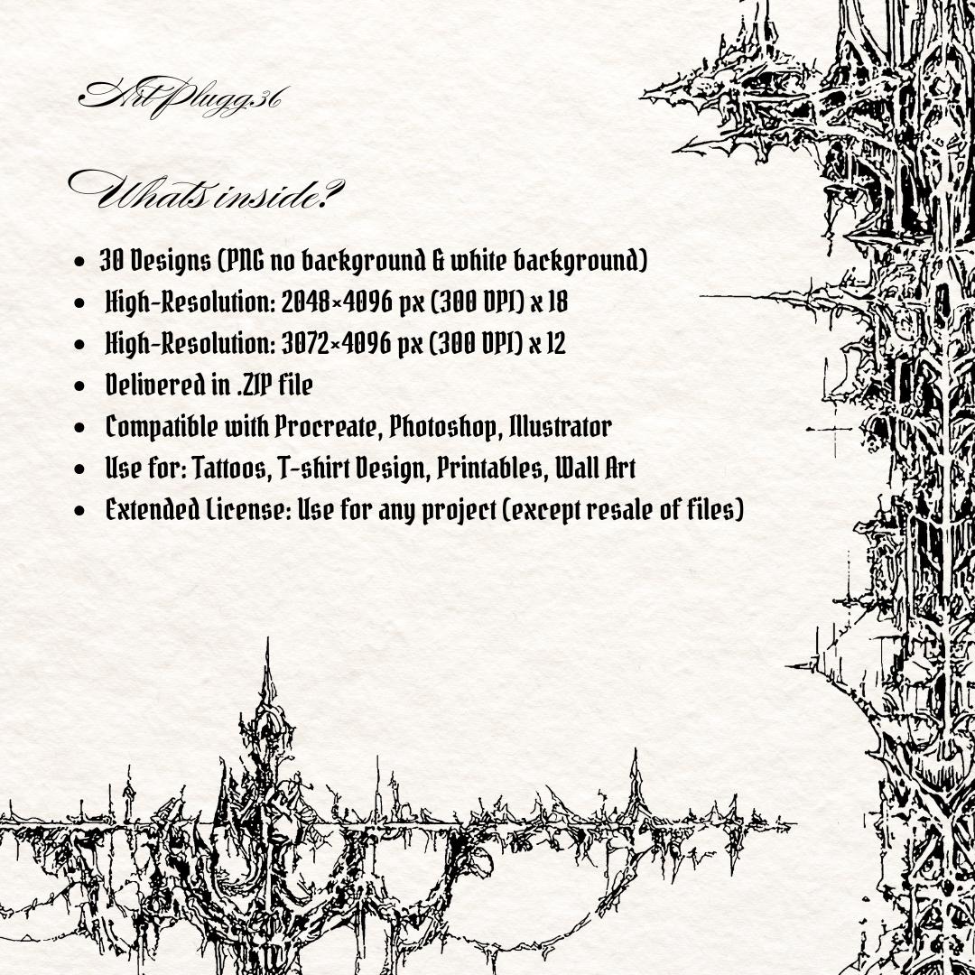 Cybersigilism Flash Design Bundle - 30 Ornamental Dark Art Gothic ...