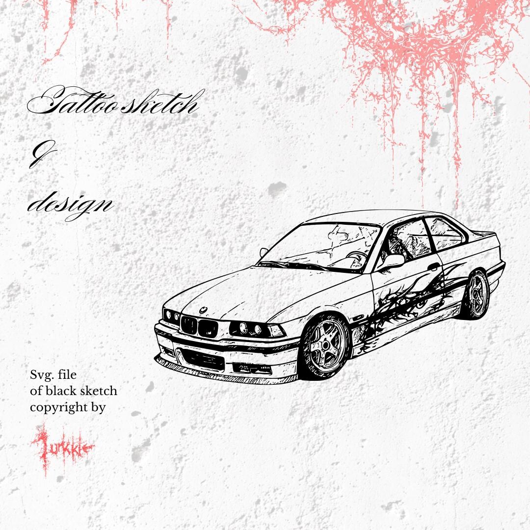 Exclusive Cyber Sigilism Vector Design, Tattoo Stencil of Bmw E36 SVG ...