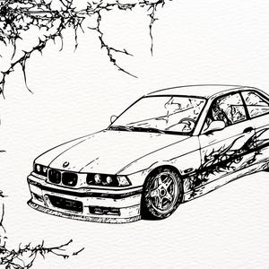 Exclusive Cyber Sigilism Vector Design, Tattoo Stencil of Bmw E36 SVG & PNG File - Etsy
