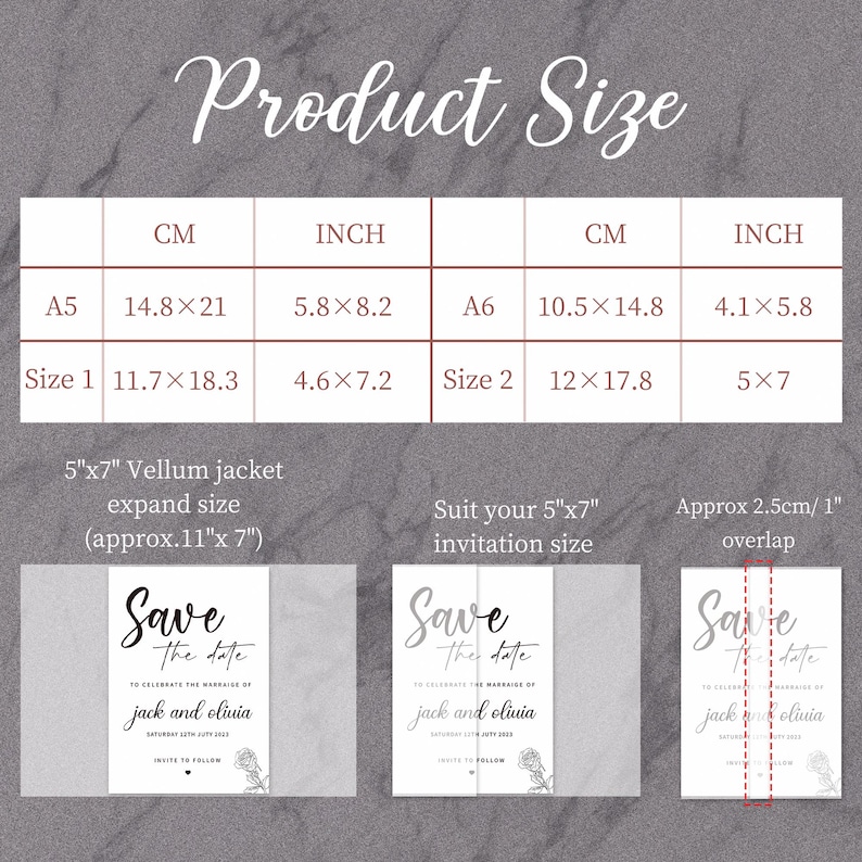 Vellum Invitation Jackets: Acid-free 5x7, A6, A5 Wedding Envelopes - Etsy