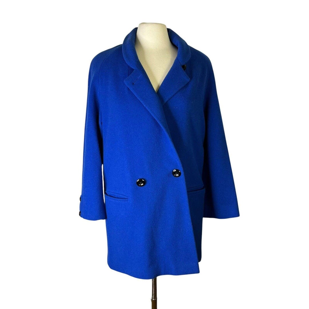 Vintage Britanny USA Made Vibrant Royal Blue Wool Classic Overcoat Coat ...