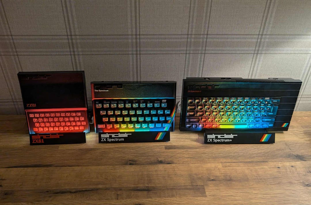 Sinclair Legacy Display Stands – ZX81, Spectrum, Spectrum+ Rainbow Glow ...