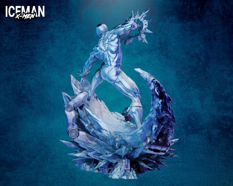 Iceman X-men uncut / Cut STL Model for Resin Printer Figure 3D Printing ...
