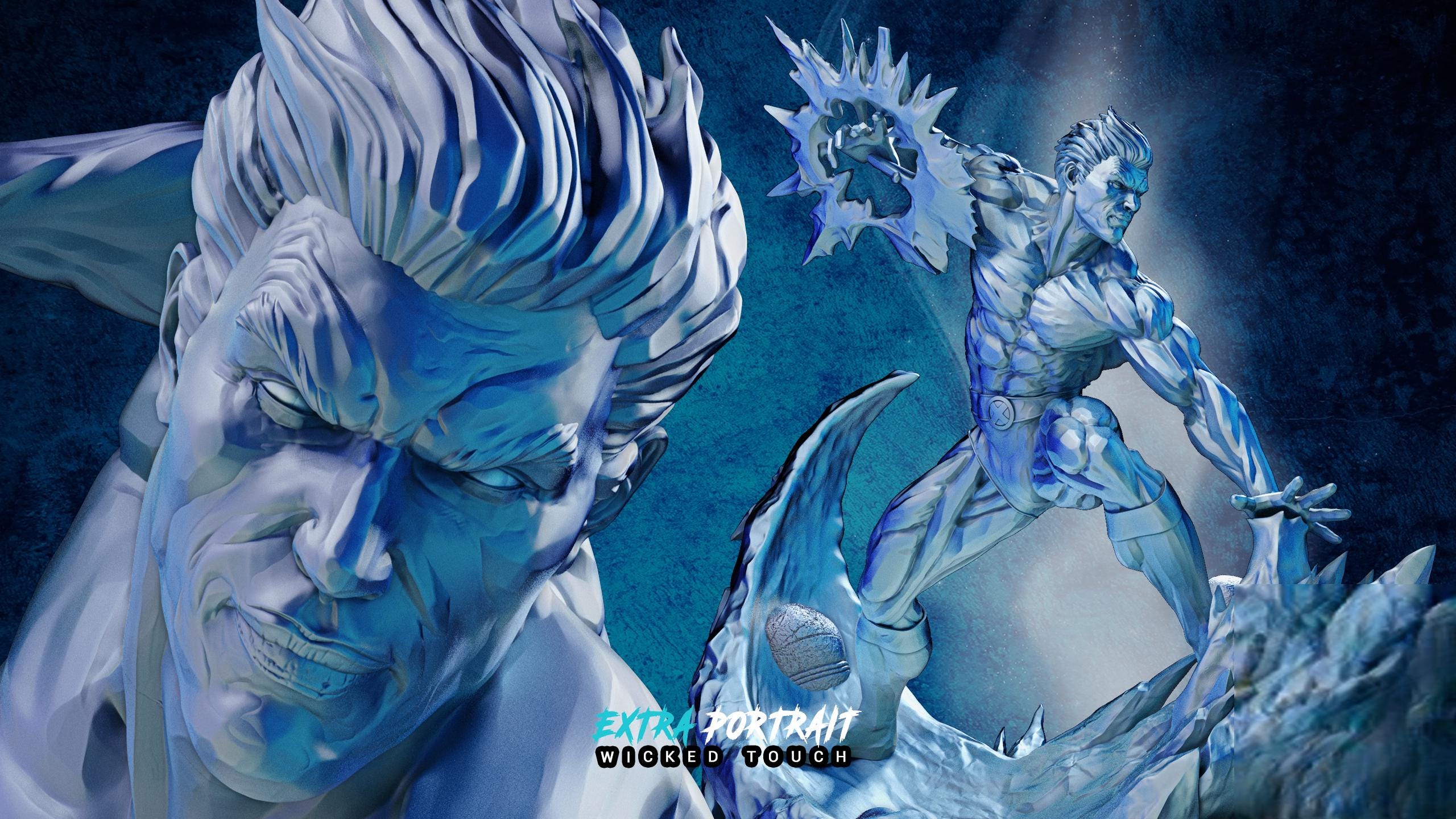 Iceman X-men uncut / Cut STL Model for Resin Printer Figure 3D Printing ...