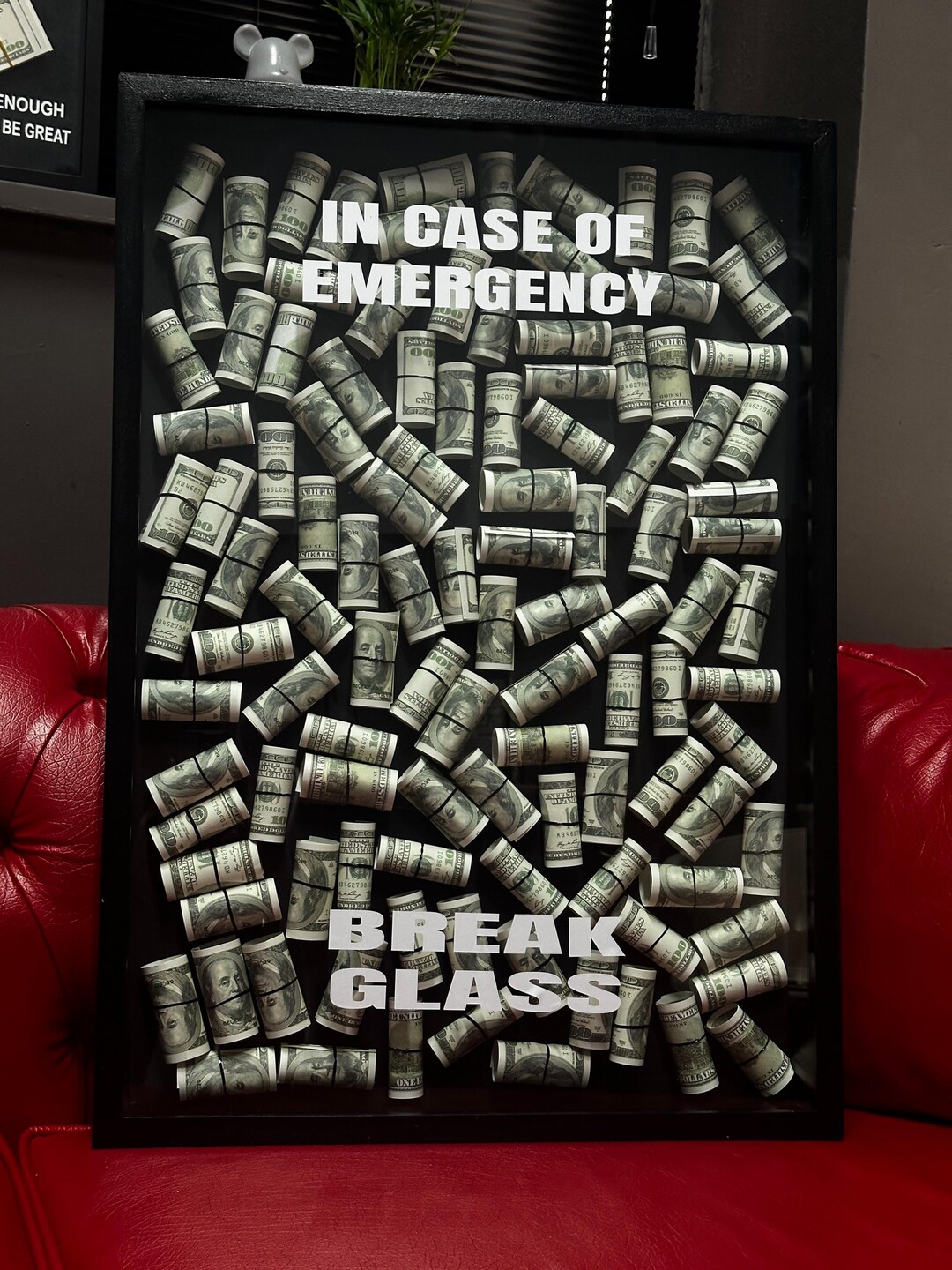 In Case of Emergency Break Glass Money Shadow Box Uniqe Wall Art Gift ...