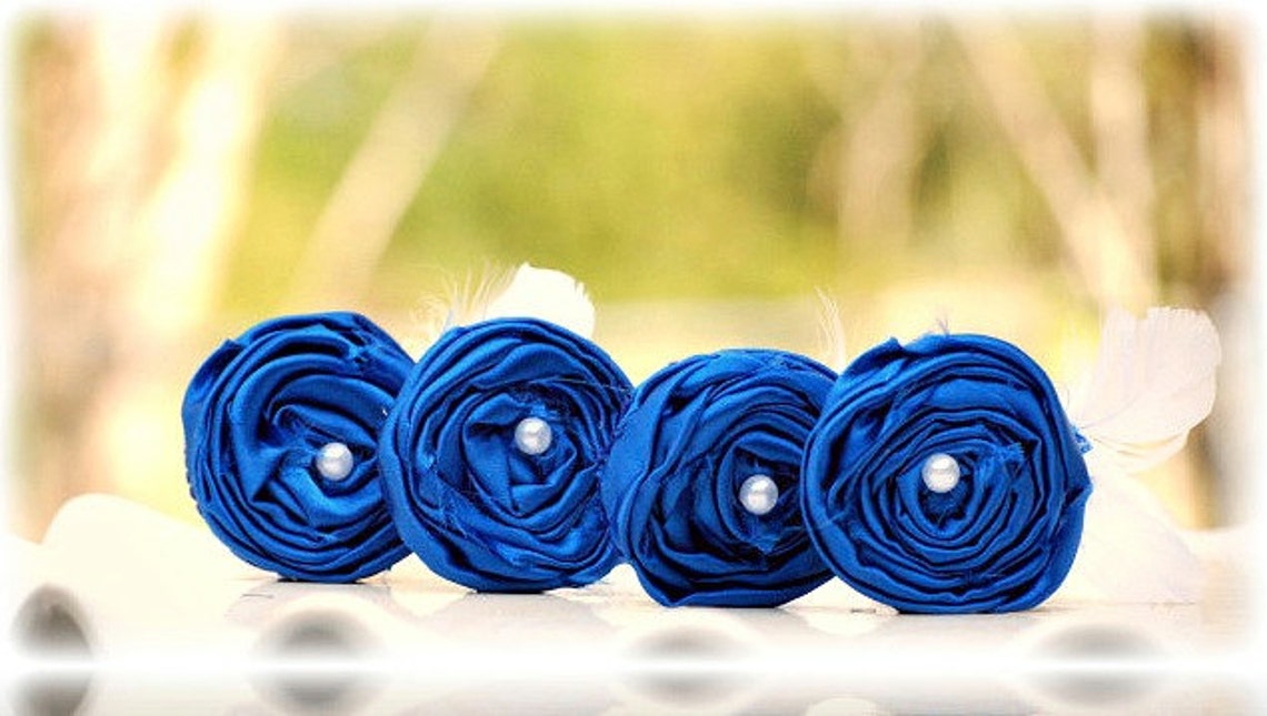 Something Blue Shoe Clips Royal Blue / Cobalt & Feathers. | Etsy