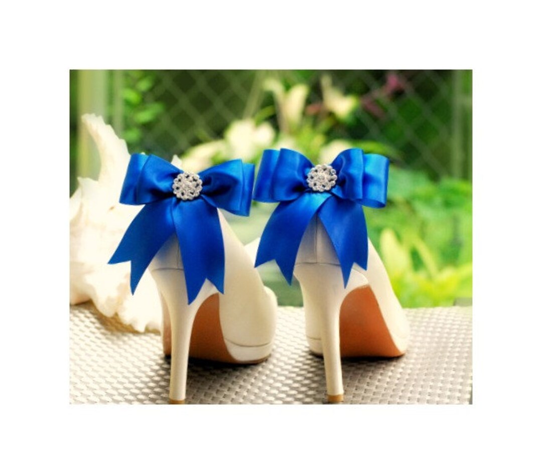 Shoe Clips Sparkly Royal Blue / White Bow. Fashionista Couture Sparkle ...