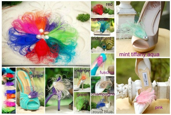 Peacock & Royal Blue Shoe Clips. Statement Wedding. Stylish | Etsy UK