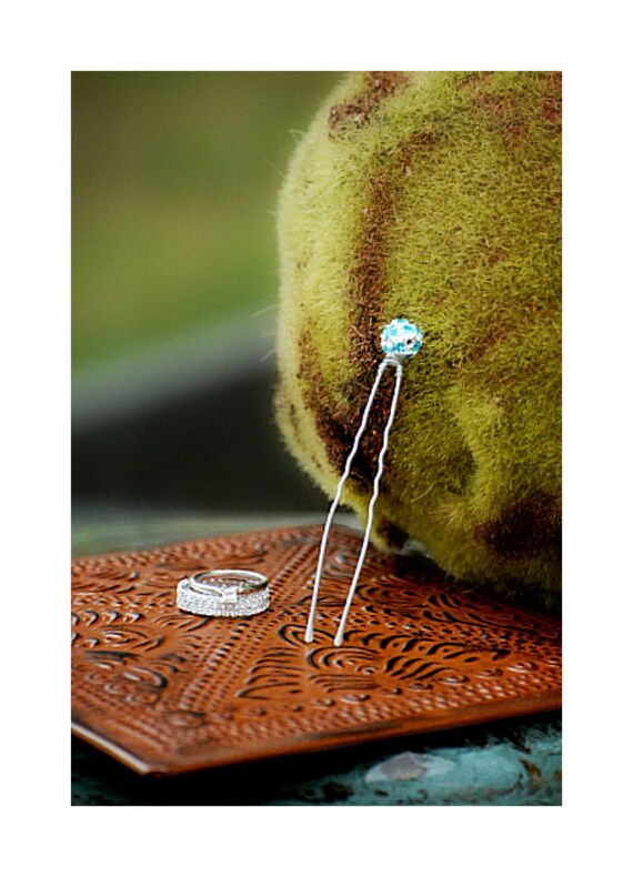 Something Blue Rhinestone 3 U Hair Pin. Couture Bridal | Etsy