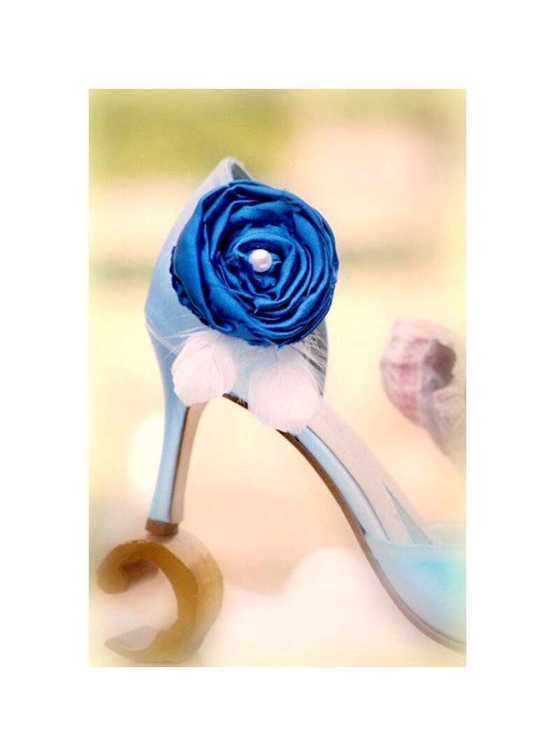 Something Blue Shoe Clips Royal Blue / Cobalt & Feathers. | Etsy