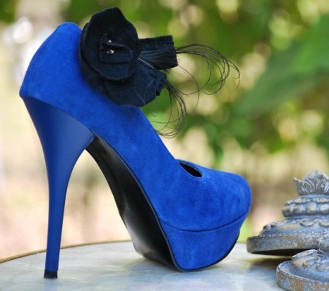 Romantic Black Shoe Clips. Peacock Herl Beads Felt Flowers, Winter Gift ...