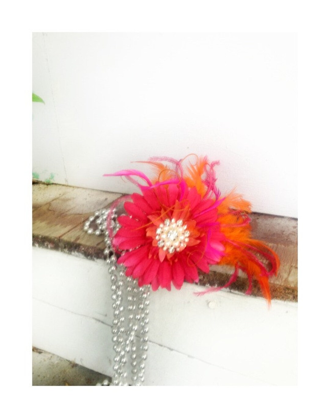 Daisy Fascinator Head Piece Comb / Hair Clip. Fuchsia - Tangerine ...