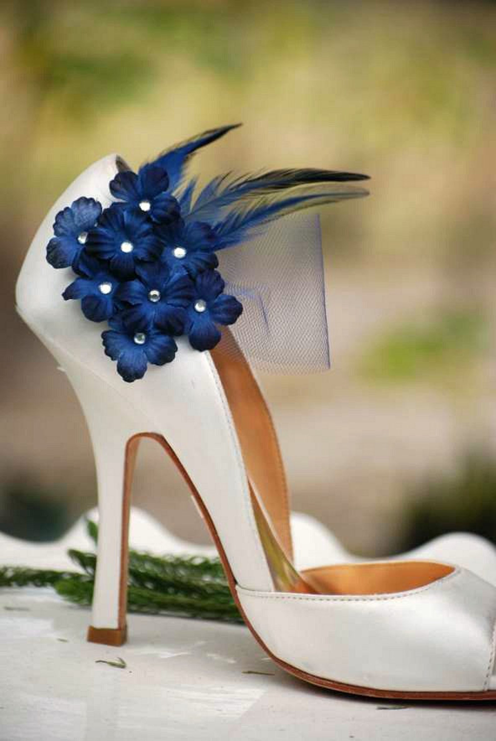 Wedding Shoe Clips Navy / Midnight Blue Flowers. Bridal Bride | Etsy