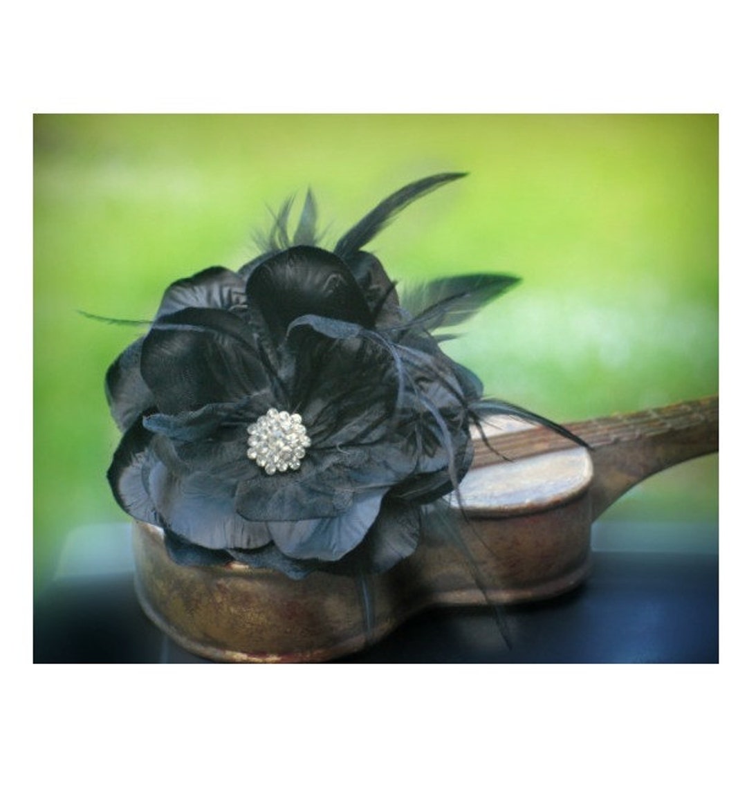 Wedding Black Flower Pin / Clip / Comb. Vintage Millinery Style. Bridal ...