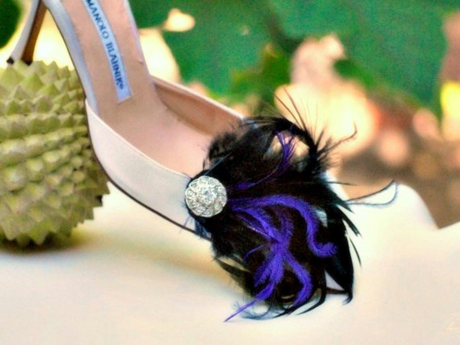 Shoe Clips Black & Purple Feathers by Sofisticata. Rhinestone - Etsy