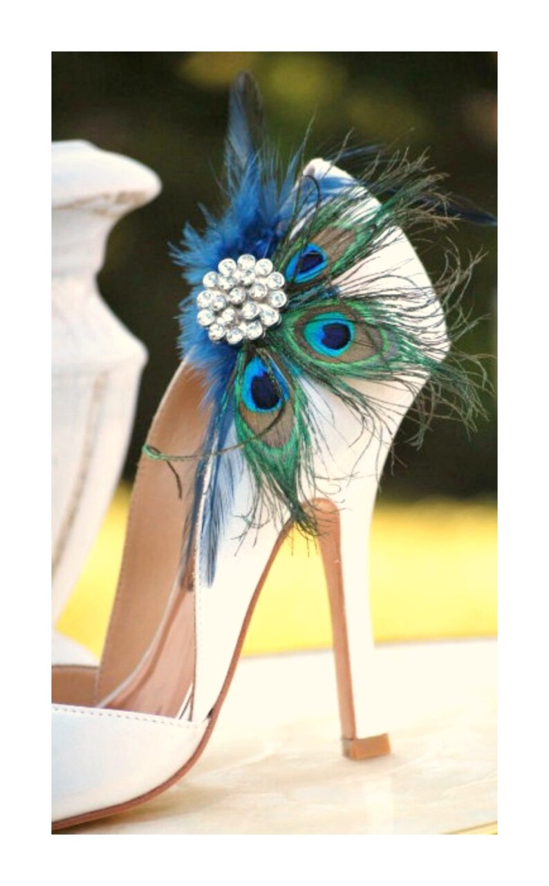 Wedding Peacock Feather Shoe Clips. Rose Pink & Rhinestone. - Etsy