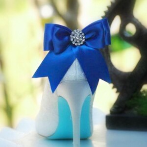 Shoe Clips Sparkly Royal Blue / White Bow. Fashionista Couture Sparkle ...
